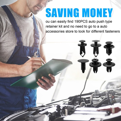 190Pcs Car Auto Fender Panel Retainer Fastener Push Pin Rivet Trim ...