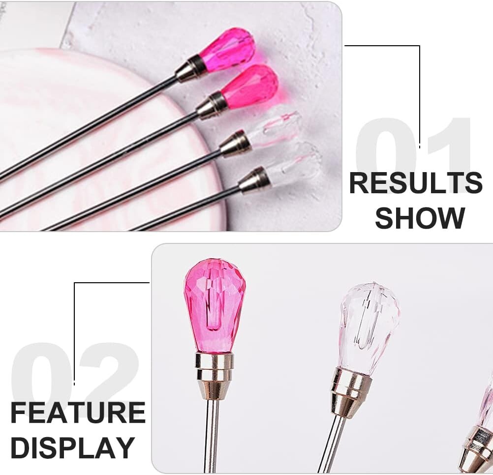 Set Of 4 Pink Metal Nail Art Spatula Spoons Stirring Rod Glitter Gel ...