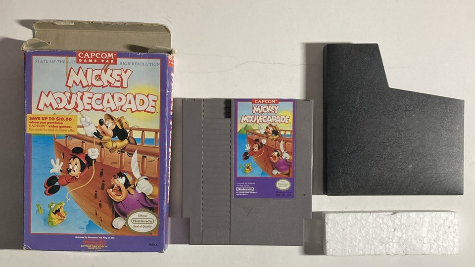 MICKEY MOUSECAPADE Cartridge, BOX, No Book Nintendo NES by CAPCOM 1988 ...