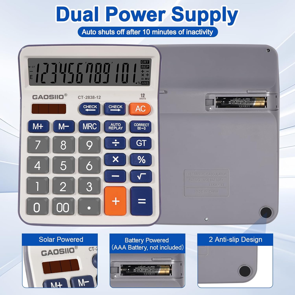 Desktop Calculator, Extra Large 5 Inch LCD Display, Desk Calculator, 12 ...