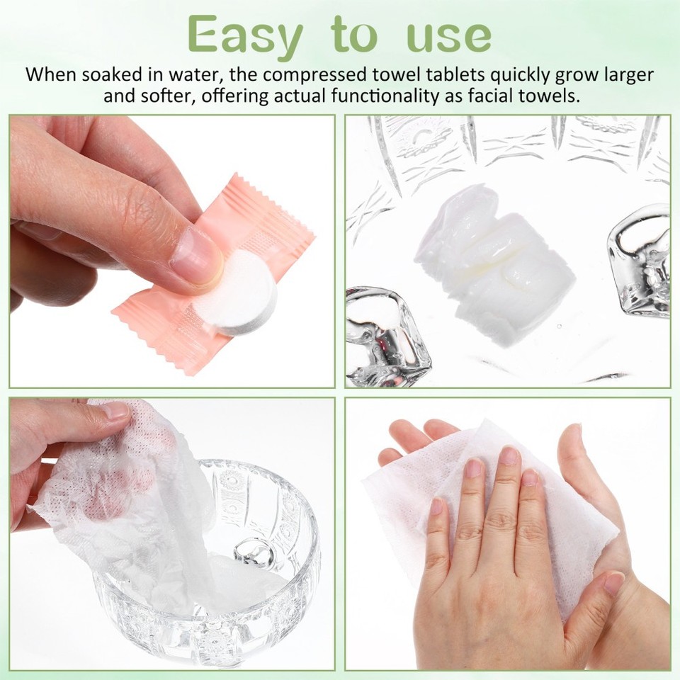 100 Pcs Disposable Compressed Cotton Towels Facial Cleansing Paper for ...