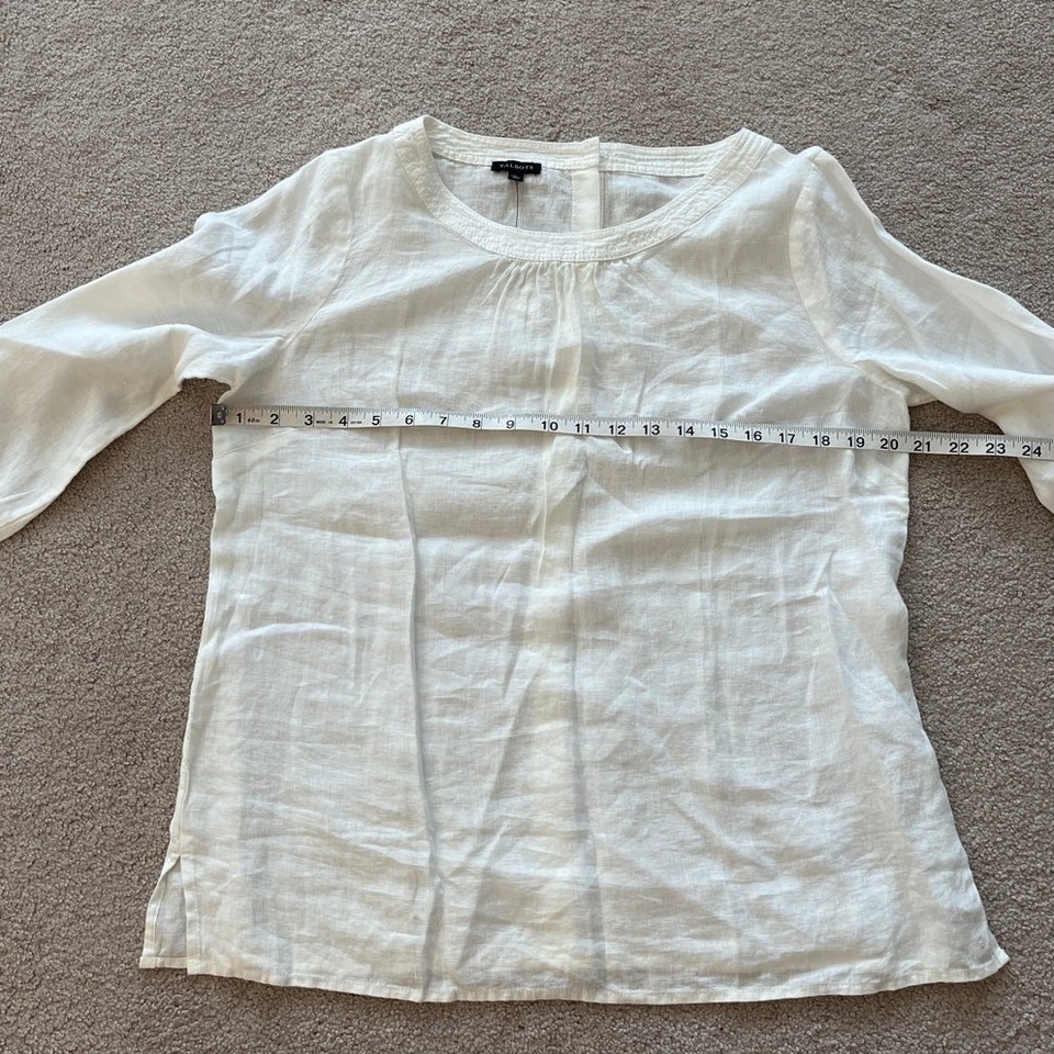 Talbots 100% Linen Button Back 3/4 Sleeve Top White Size Medium ...