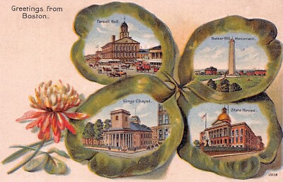 # G2395 BOSTON, MA. POSTCARD, FOUR LEAFED CLOVER with SCENES | eBay
