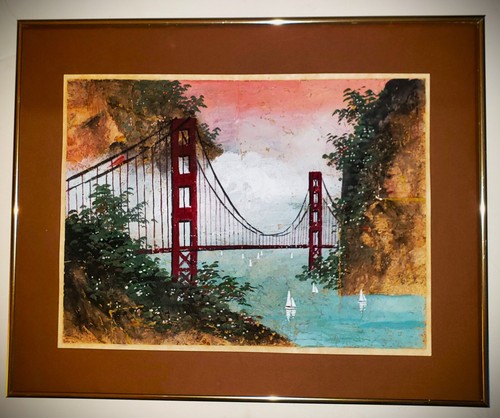 LI YAN DONG (b. 1977) Original Oil Pastel & Gouache GOLDEN GATE San ...