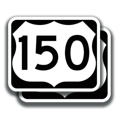 U.S. ROUTE 150 DECAL 2 Stickers Road Sign Bogo Highway Car Truck Bumper ...