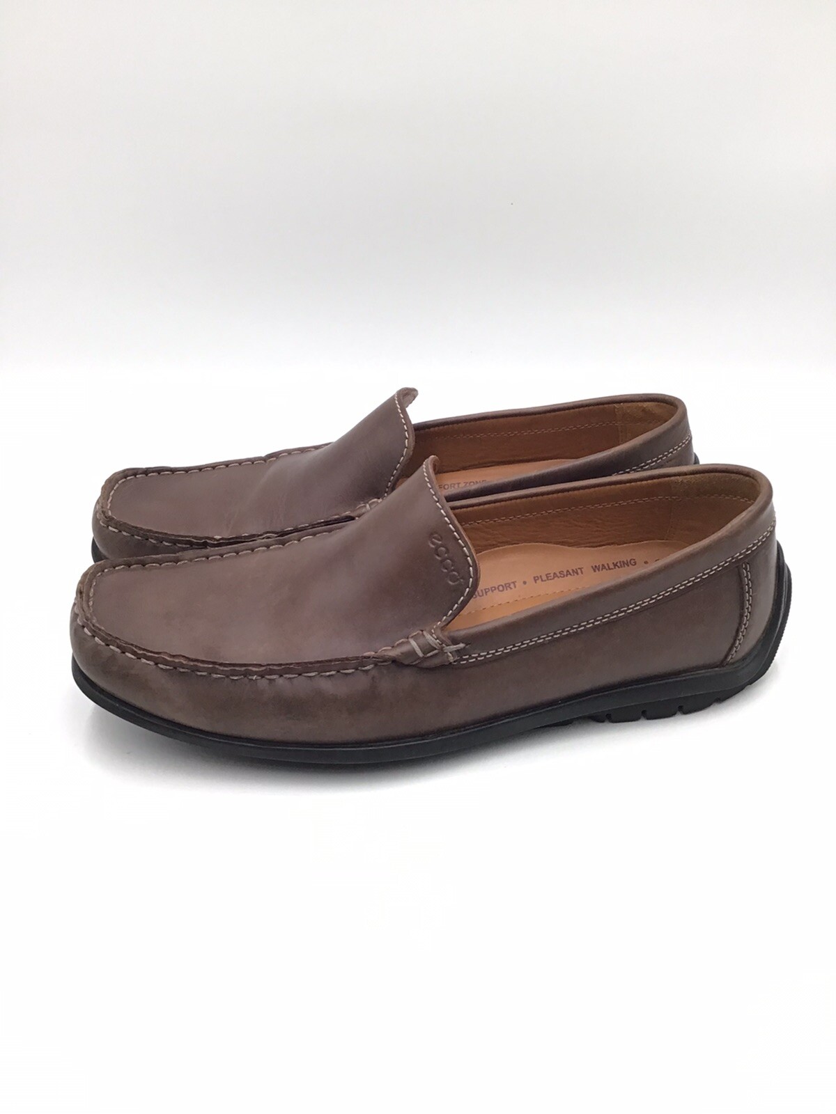 Ecco Brown Leather Size 42 Loafer Slip On Driving Comfort Shoes Men | eBay