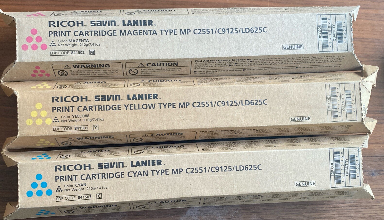 Set of 3 Print Cartridges Ricoh Savin Lanier OEM MP C2551 / C9125 ...