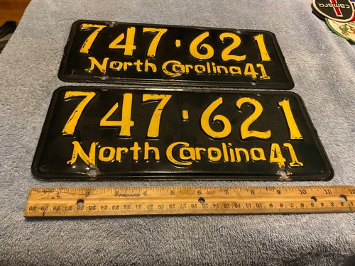 North Carolina NC 1941 License Plates Matching Pair 747 621 | eBay