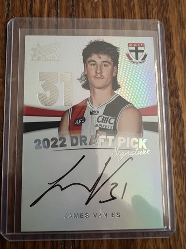 2023 Select AFL Legacy JAMES VAN ES Draft Pick Signature Platinum 18/40 ...