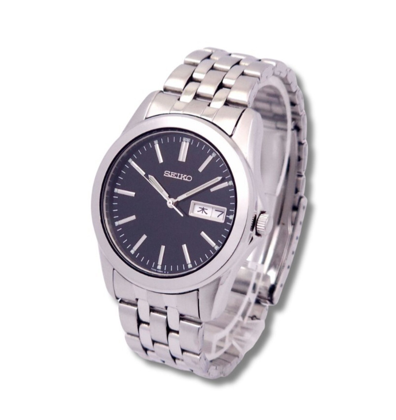 Vintage Seiko 7N43-0AM0 Quartz Day Date KANJI Silver … - Gem