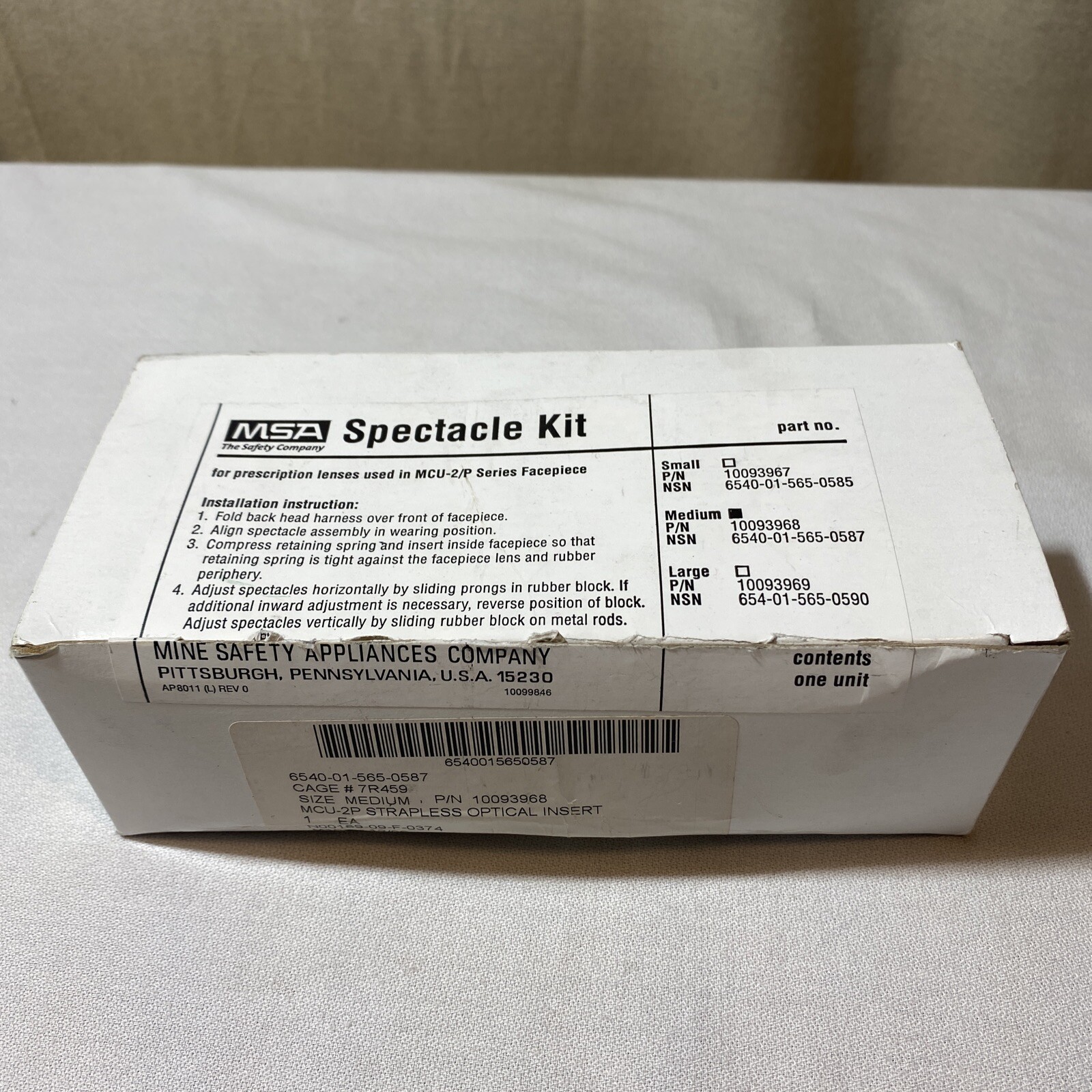 MSA SPECTACLE KIT MEDIUM #10093968 | eBay