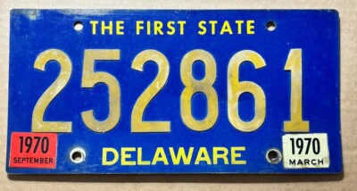 Delaware 1970 RIVETED License Plate # 252861 | eBay