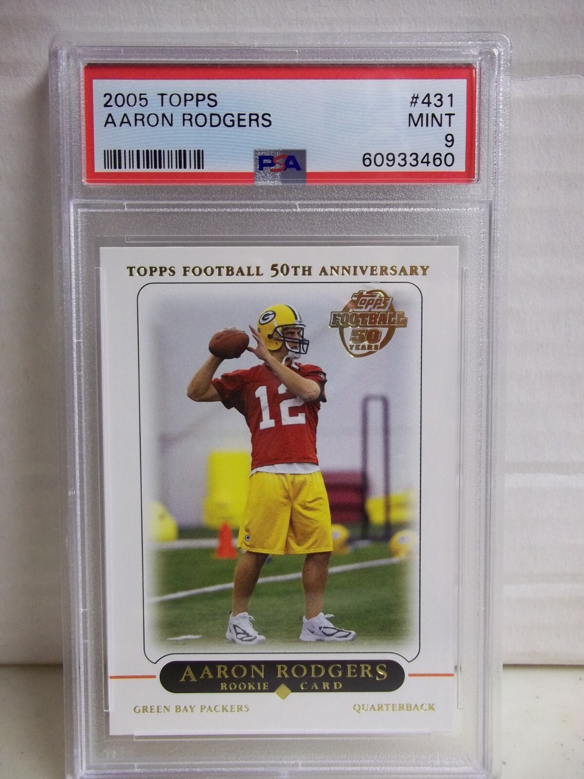 2005 Topps Aaron Rodgers Rookie PSA Mint 9 Card #431 Green Bay Packers ...