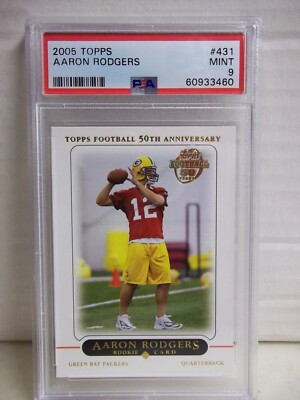 2005 Topps Aaron Rodgers Rookie PSA Mint 9 Card #431 Green Bay Packers ...