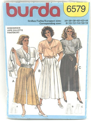 Rare Burda Pattern #6579 - Ladies Pantskirt - (Sizes 8-18) | eBay