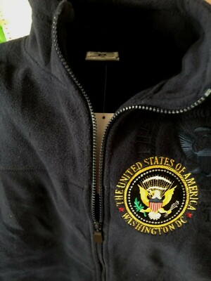 United State of America Presidential Seal Zip Fleece Jacket EMB Navy | eBay