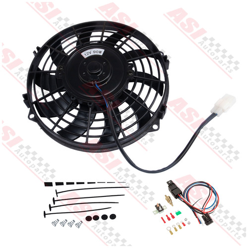 9 inch Pull Push Radiator Cooling Curved Electirc Thermo fan+relay 12V ...
