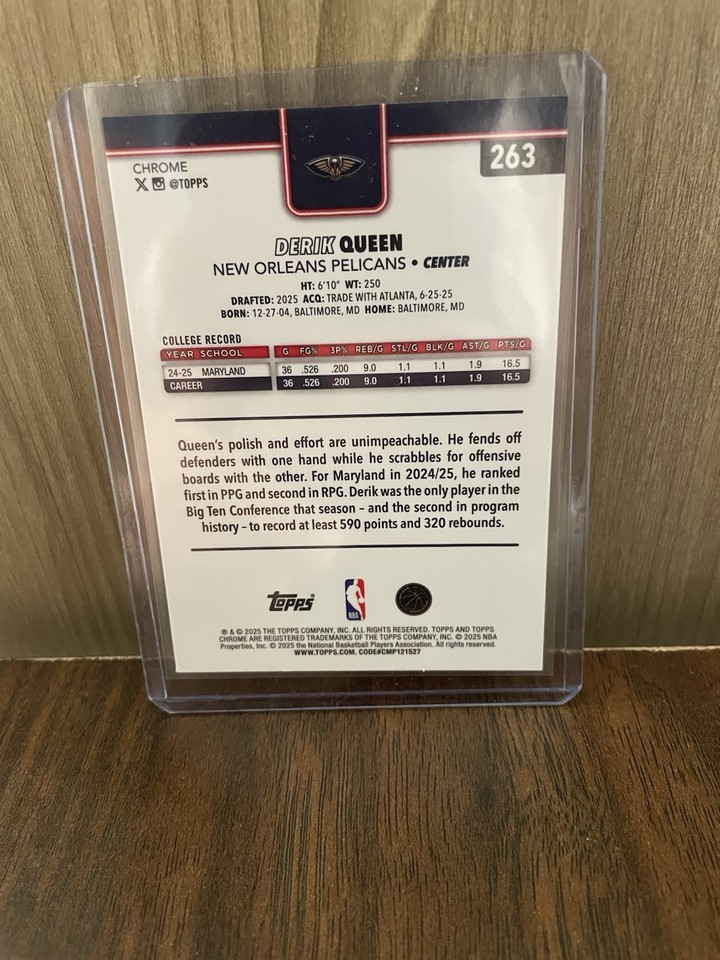 Derik Queen RC 2025-26 Topps Chrome /275 Yellow Basketball Refractor | eBay