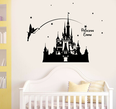 Personalised Princess Disney Castle Wall Stickers,Girls Cinderella ...
