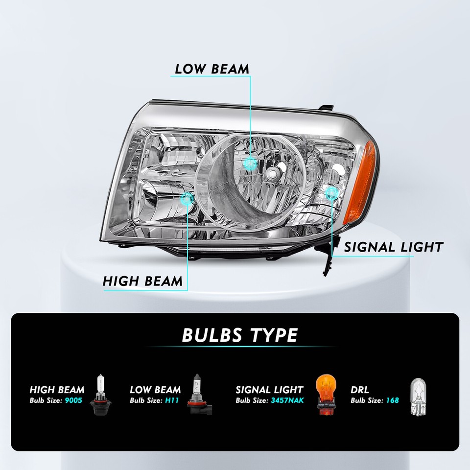 For 2009 2010 2011 Honda Pilot 4Dr Chrome Headlights Amber Corner ...