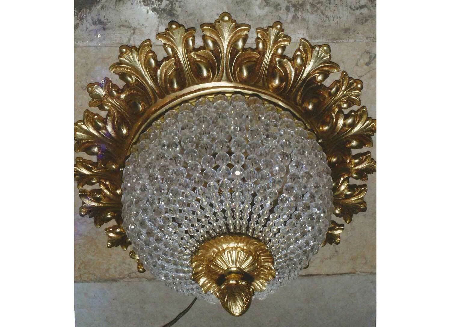 Vintage Crystal Chains Flush Mount Ceiling Chandelier Antique Replica ...