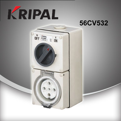 5 Pin 32Amps 3 Phase Switched Socket Combination Outlet IP66 ...