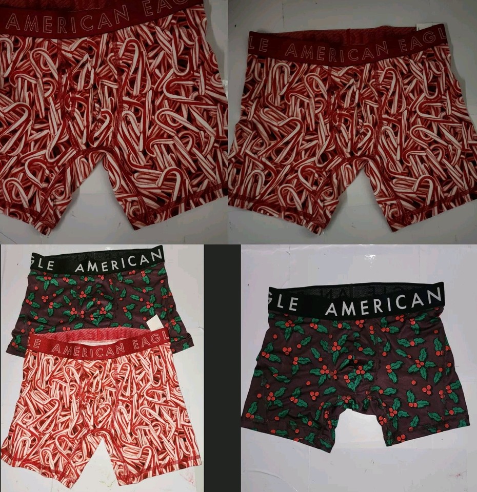 MENS AMERICAN EAGLE CHRISTMAS STRETCH BOXER BRIEF XS LOT FLEX BOXERS ...