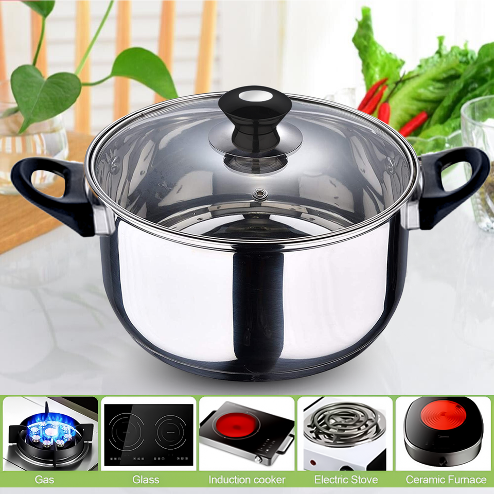 STAINLESS STEEL 12 Pcs INDUCTION HOB CASSEROLE POT COOKWARE SAUCEPAN ...
