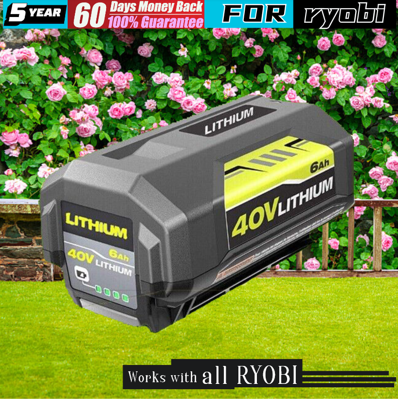 For RYOBI 40V Lithium-Ion 6 Ah High Capacity Battery (1-Pack ...