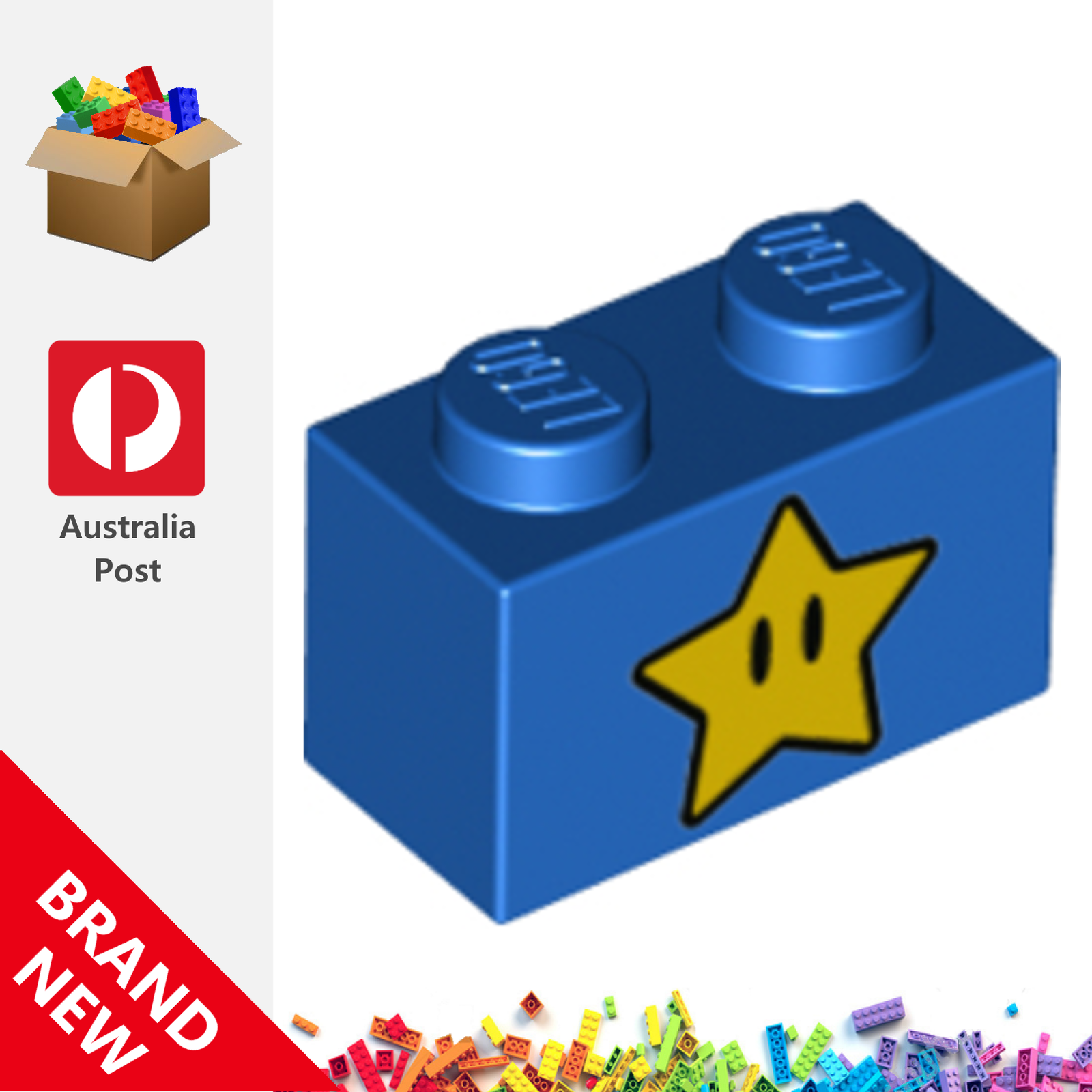 Genuine LEGO™ Blue 1 x 2 with Yellow Star Bricks 3004 6334673 New ...