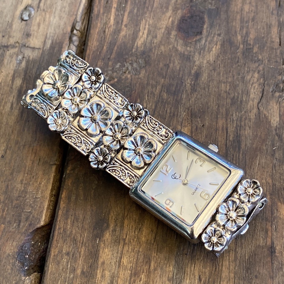 Charming Charlie Square Dial Stretch Flower Pattern Ladies Fashion ...