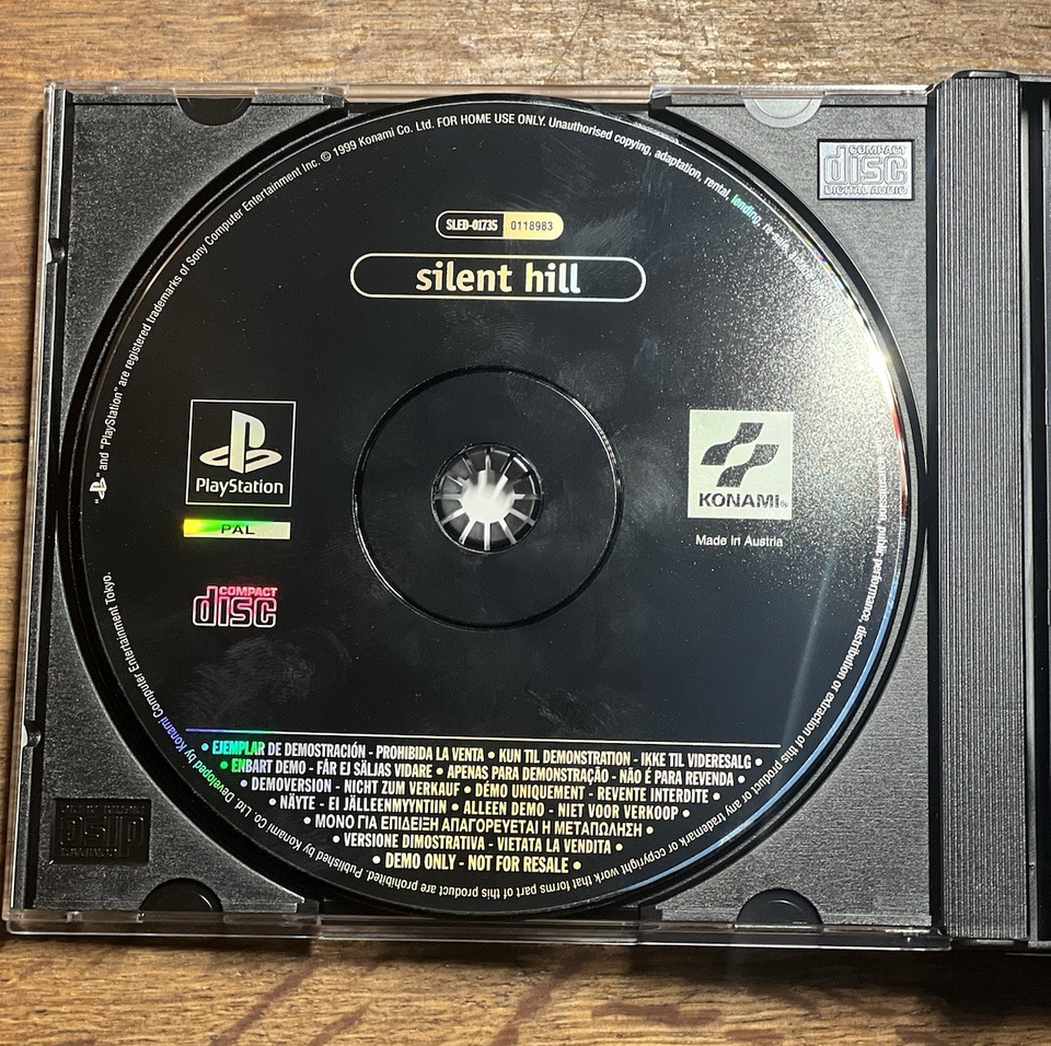 Silent Hill Demo Disc for Sony PlayStation 1 PAL (In Metal Gear Case ...