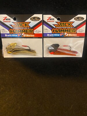 2 Lot Z Man Evergreen Jack Hammer 2- 3/8 oz custom bladed bass jig Two ...
