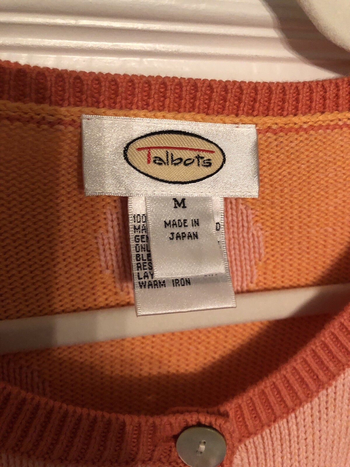 Talbots M Woman’s Sweater Cardigan, Peach With Orange Polka-dots, 100% ...