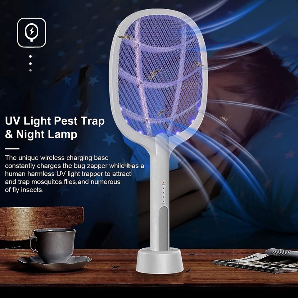 Bug Zapper Racket Fly Killer Electric Wasp Mosquito Insect Pest Swatter ...