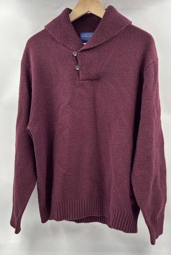 Pendleton Men's L Maroon Lambswool V-Neck Collared Pullover Sweater | eBay