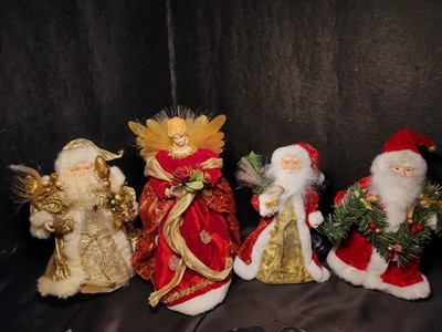 LOT OF 4 Santa Claus/Angel Figures w/ Ceramic Heads 3 w Fiber Optic ...