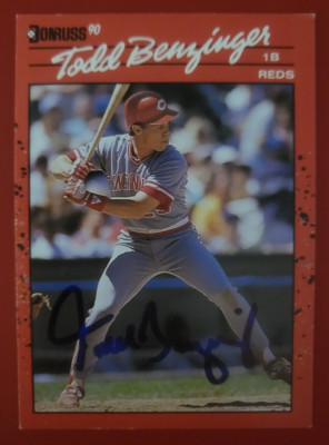 1990 DONRUSS TODD BENZINGER CINCINNATI REDS SIGNED AUTOGRAPHED CARD ...