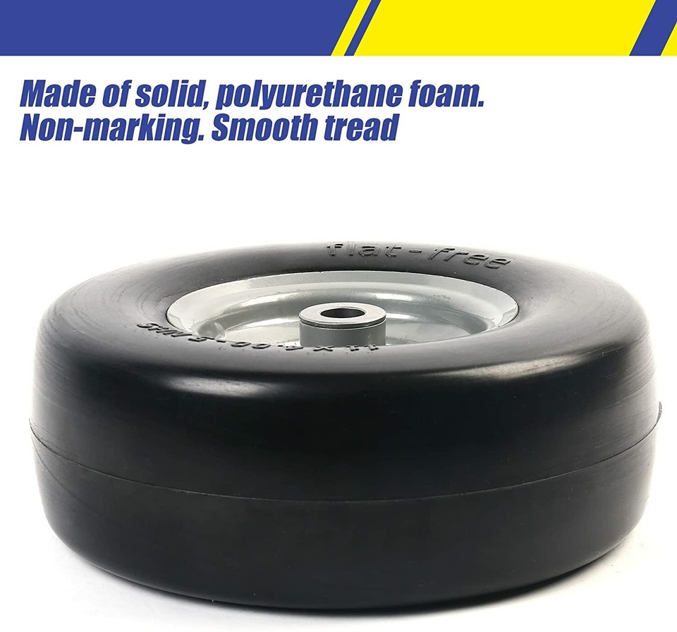 2Pack 11x4.00-5'' Lawn Mower Tire on Wheel Flat Free Smooth Tread Tire ...