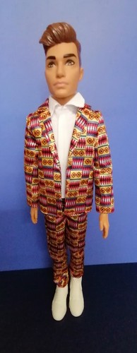 Mattel Barbie Ken Doll ~ Fashionistas Dark Haired Ken in Colourful Suit ...