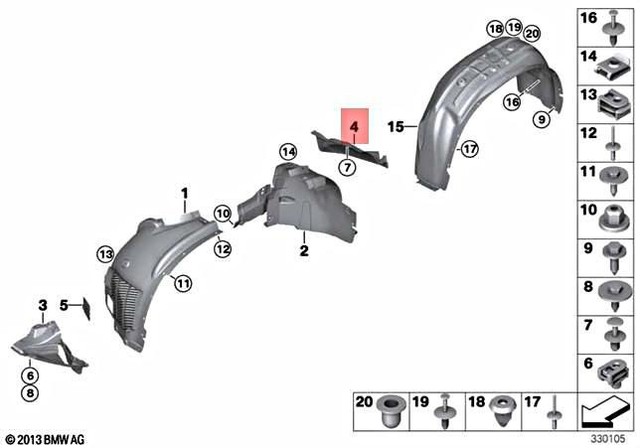 BMW OEM 07-13 X5 Fender-splash Shield Left 51717325401 for sale online ...