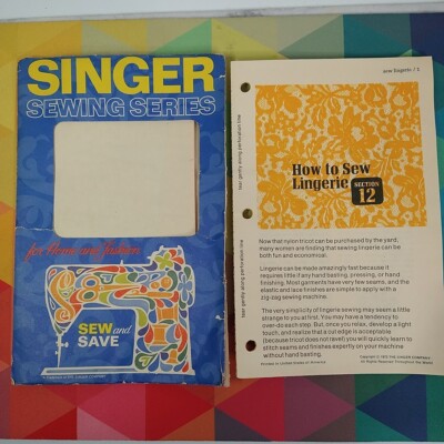 1972 VTG Singer Sewing Series How to Sew Lingerie Section 12 Booklet 32 ...
