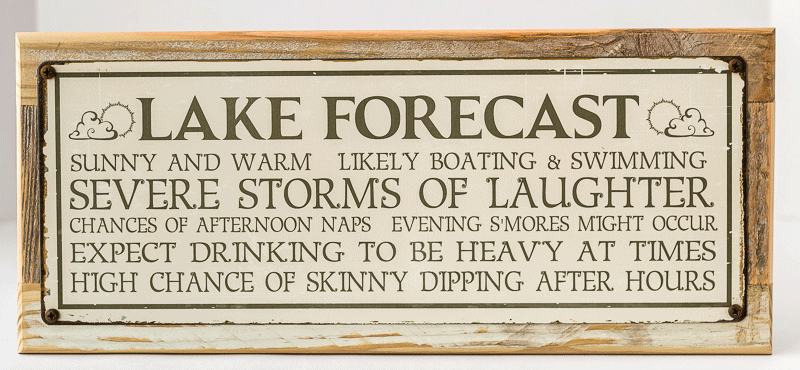 Lake Forecast Metal Sign Framed on Rustic Wood, Humor, Home Decor | eBay