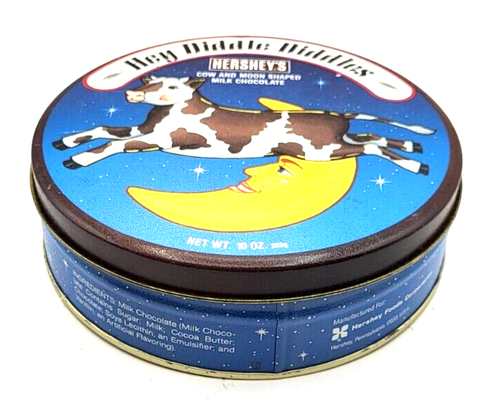 Hershey's Collectible Tin Hey Diddle Diddles Chocolate Cow Moon 6.5x2 ...