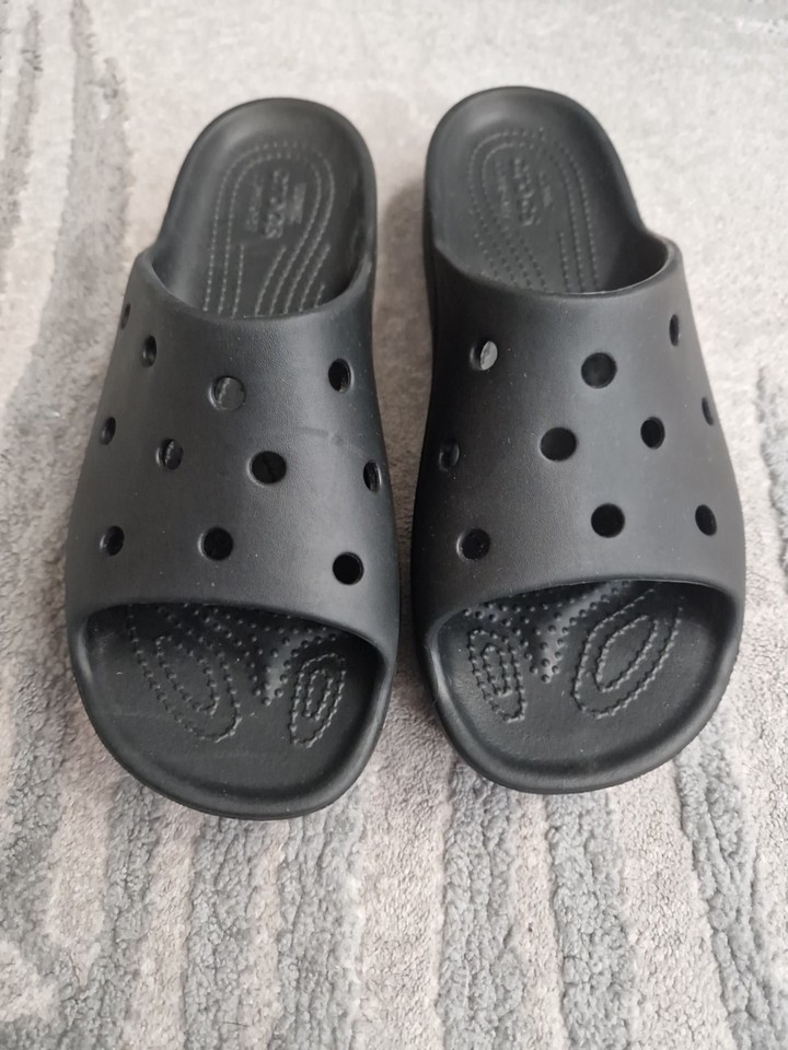 Crocs Sliders Sandals Womens 8 Black Wedge | eBay UK