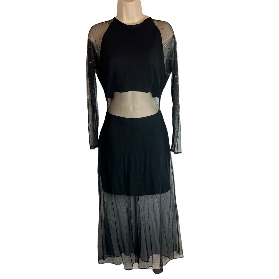 Susan Roselli Vijack Black Illusion Sheer Dress Studded Goth Vamp Punk ...