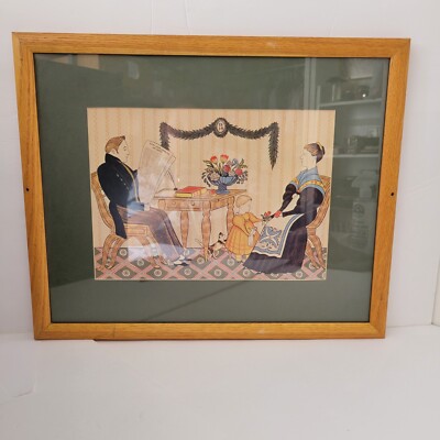 American Primitive Watercolor Joseph H Davis Folk Art Framed and Matted ...