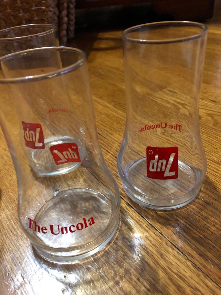 Vintage 7 UP The Uncola Upside Down Advertising Glass Tumbler- 4 ...