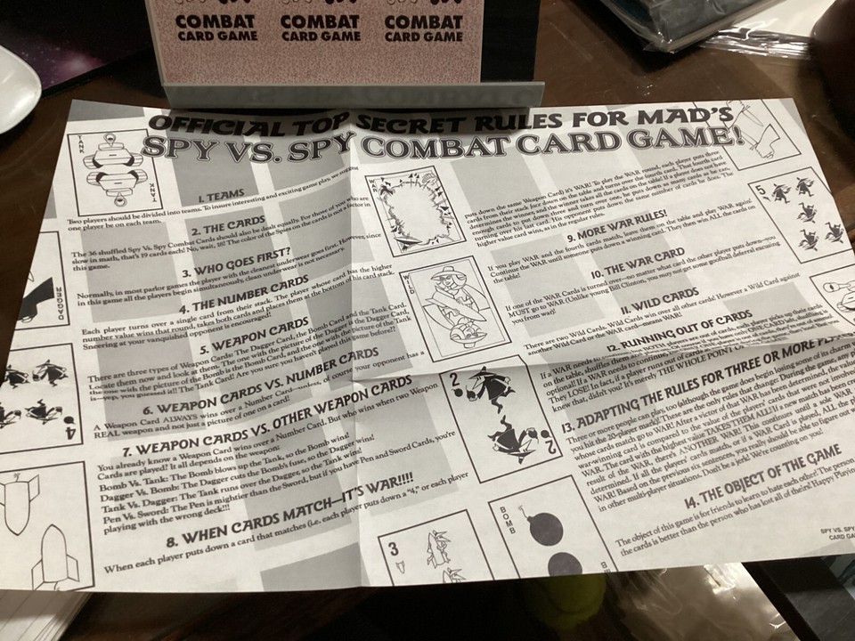 1994 MAD SPY VS SPY COMBAT CARD GAME 4 SHEETS + RULES PROMO MB | eBay