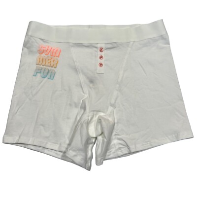 NWT AERIE Boyshort Pantie Sz M-L Ivory White SUMMER FUN | eBay